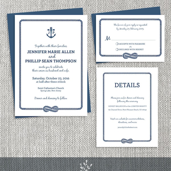 Nautical Wedding Invitation - Etsy