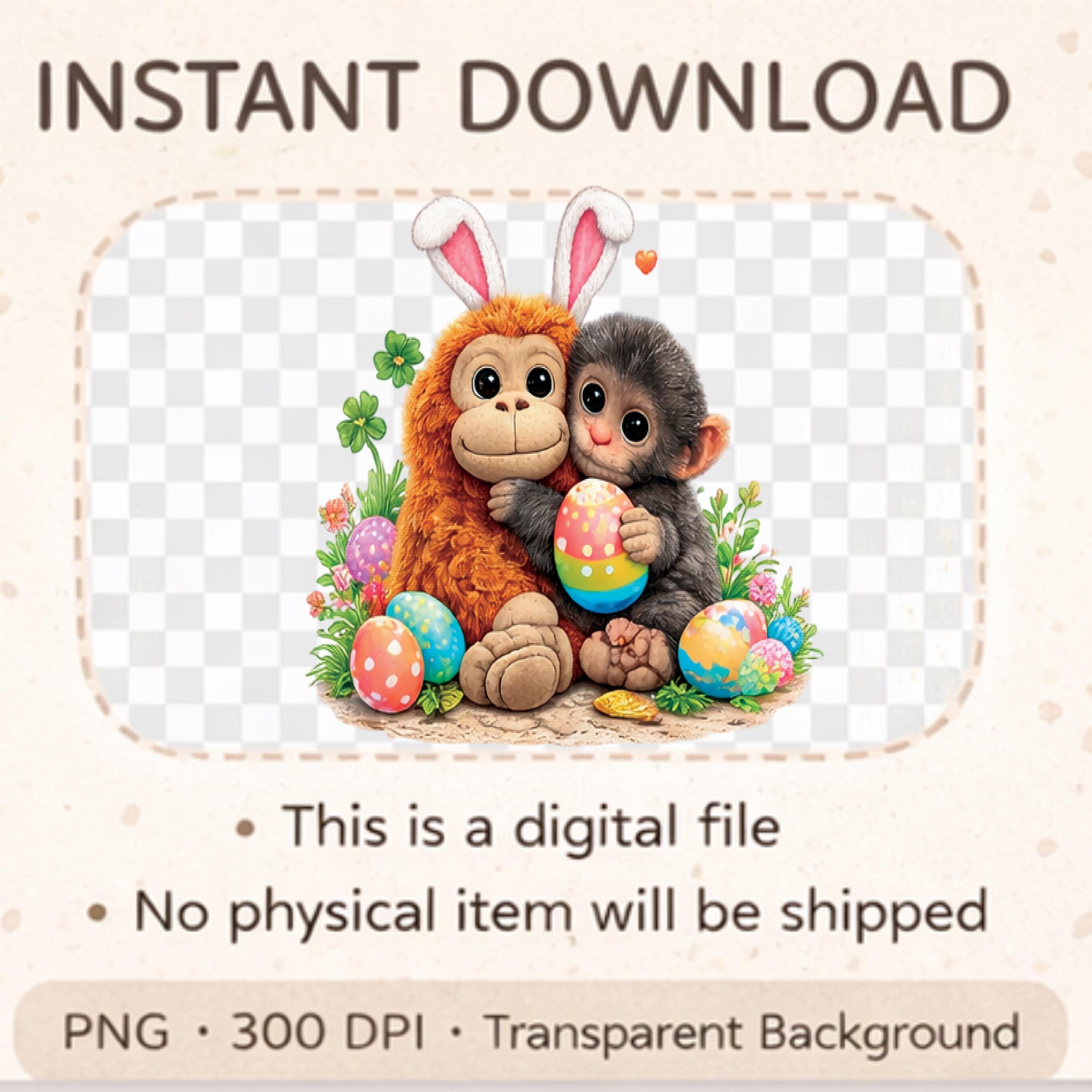 Easter Monkey PNG, Cute Bunny Monkey Sublimation Design, Easter Shirt ...