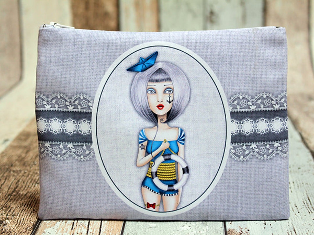 Bellows Pouch, scum, Girl of the Sea Make-up Kit. Illustration, Textile ...