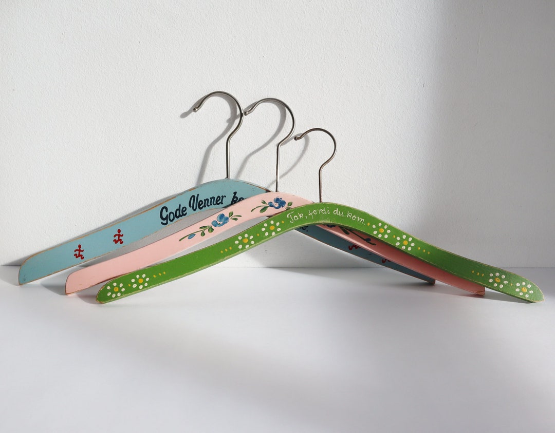 50s Handpainted Vintage Hangers // Set of 3 // Made in Denmark - Etsy