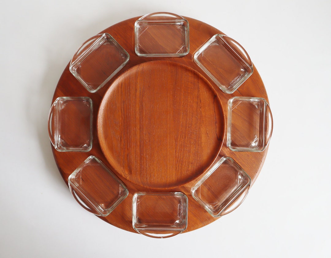 1960's Big Teak Tray Rondell // Lazy Susan // Made by Digsmed Denmark ...