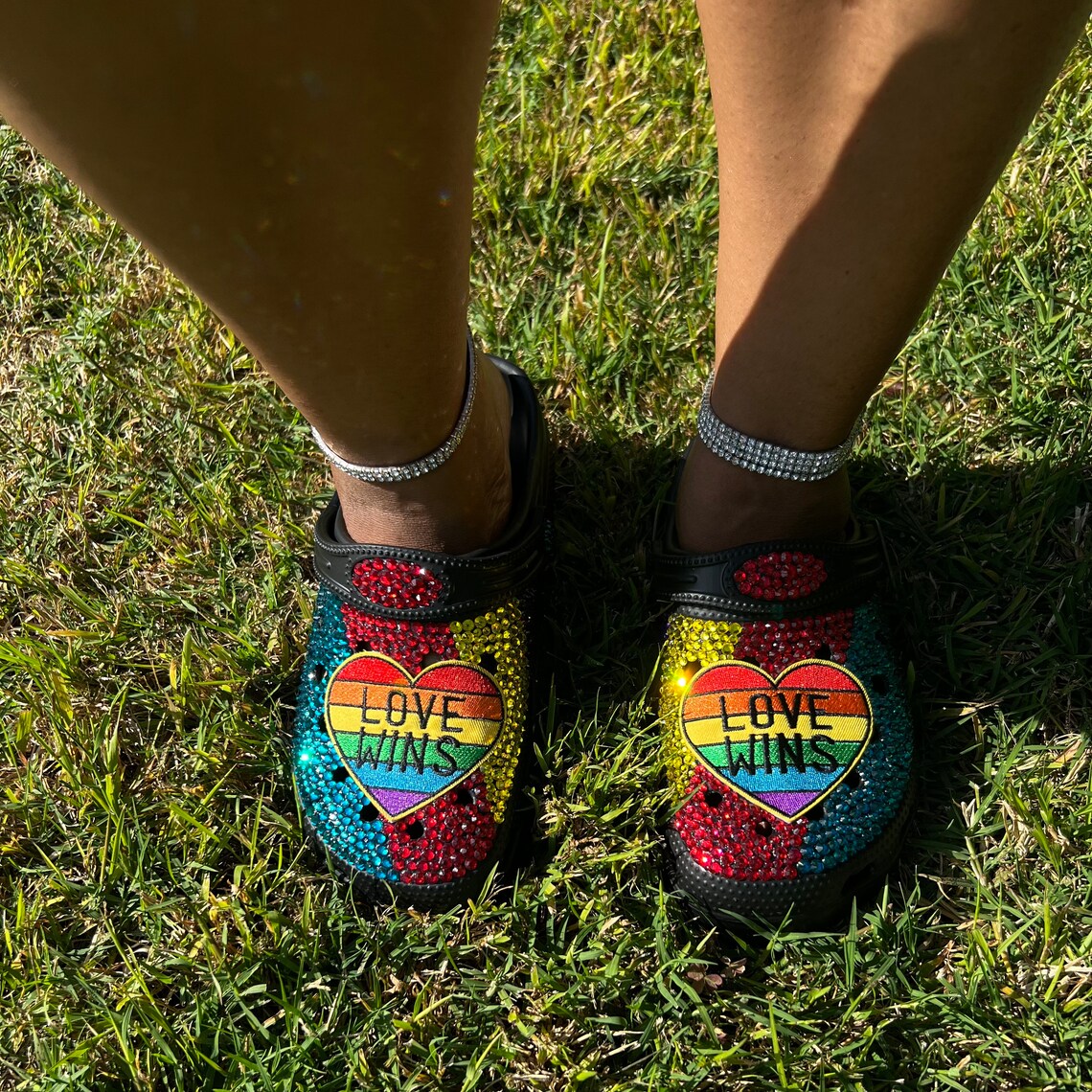 Ready to Ship, Blinged Out, croc Inspired, Rainbow, Size 7, Size 8 ...