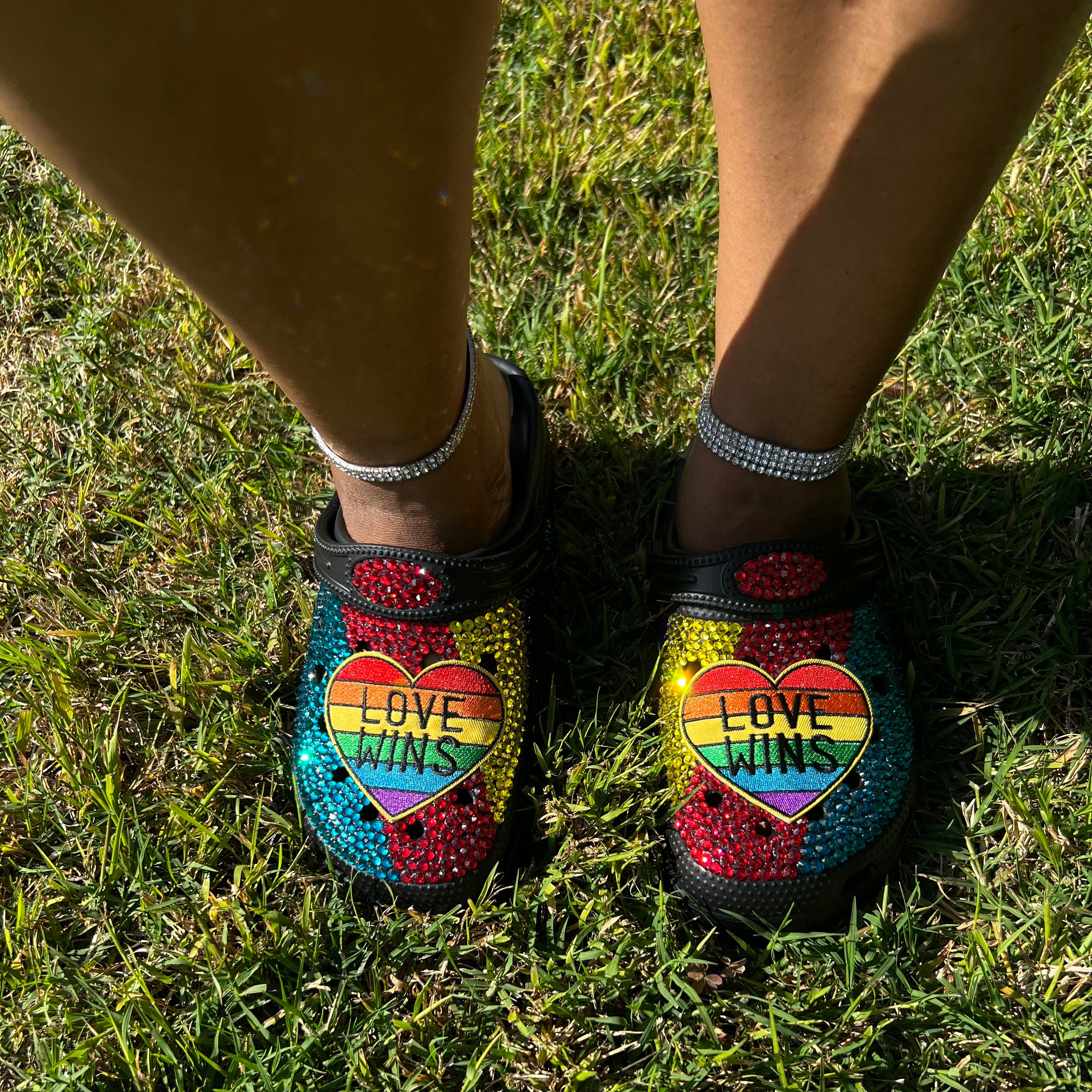 Ready to Ship, Blinged Out, croc Inspired, Rainbow, Size 7, Size 8 ...