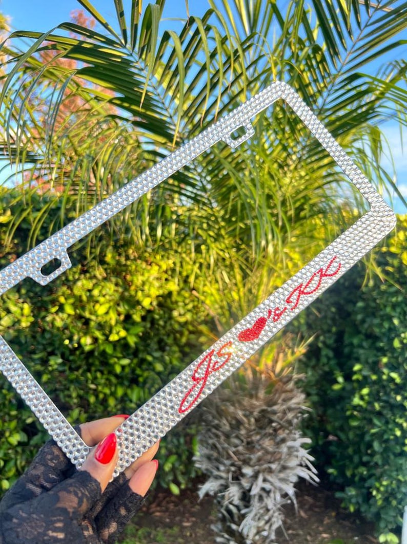 Personalized Rhinestone License Plate Frame | Custom Bling Car Decor - Etsy