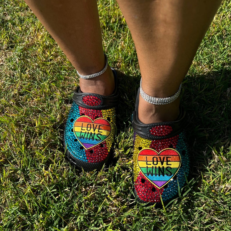 Ready to Ship, Blinged Out, croc Inspired, Rainbow, Size 7, Size 8 ...