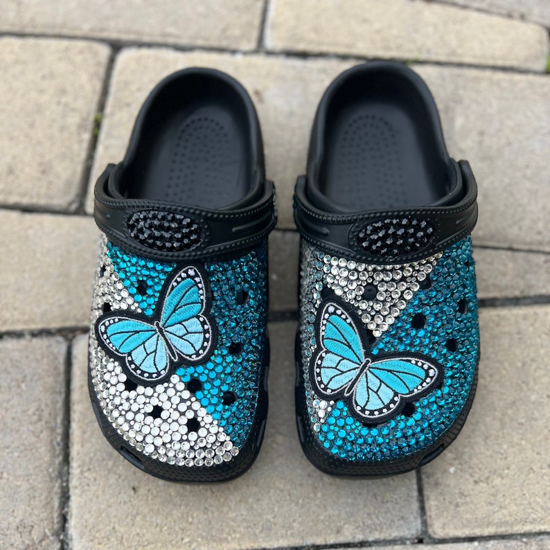 Blinged Out, croc Inspired Crocs', Turquoise, Size 7 , Size 8 ...