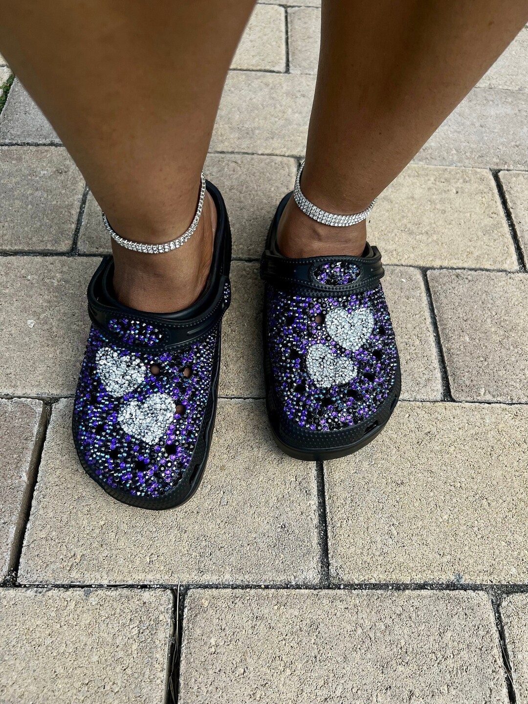 Ready to Ship, Blinged Out, croc Inspired, Purple, Size 7, Size 8 ...