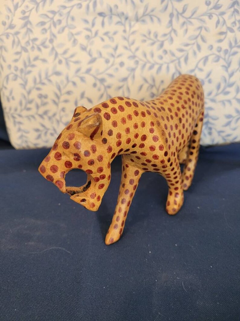 Vintage Carved Wooden Leopard - Etsy