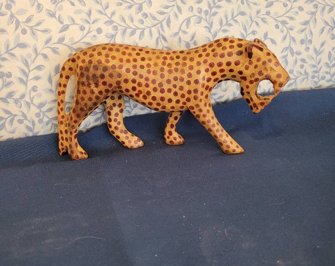 Vintage Carved Wooden Leopard - Etsy