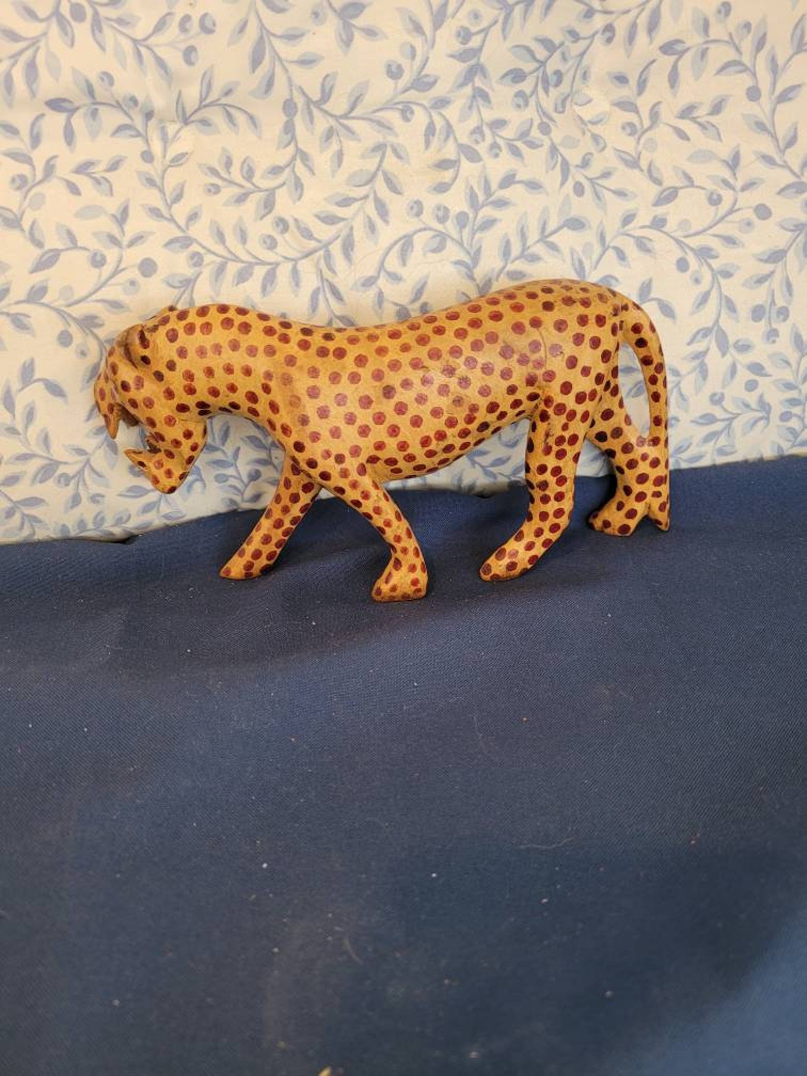 Vintage Carved Wooden Leopard - Etsy