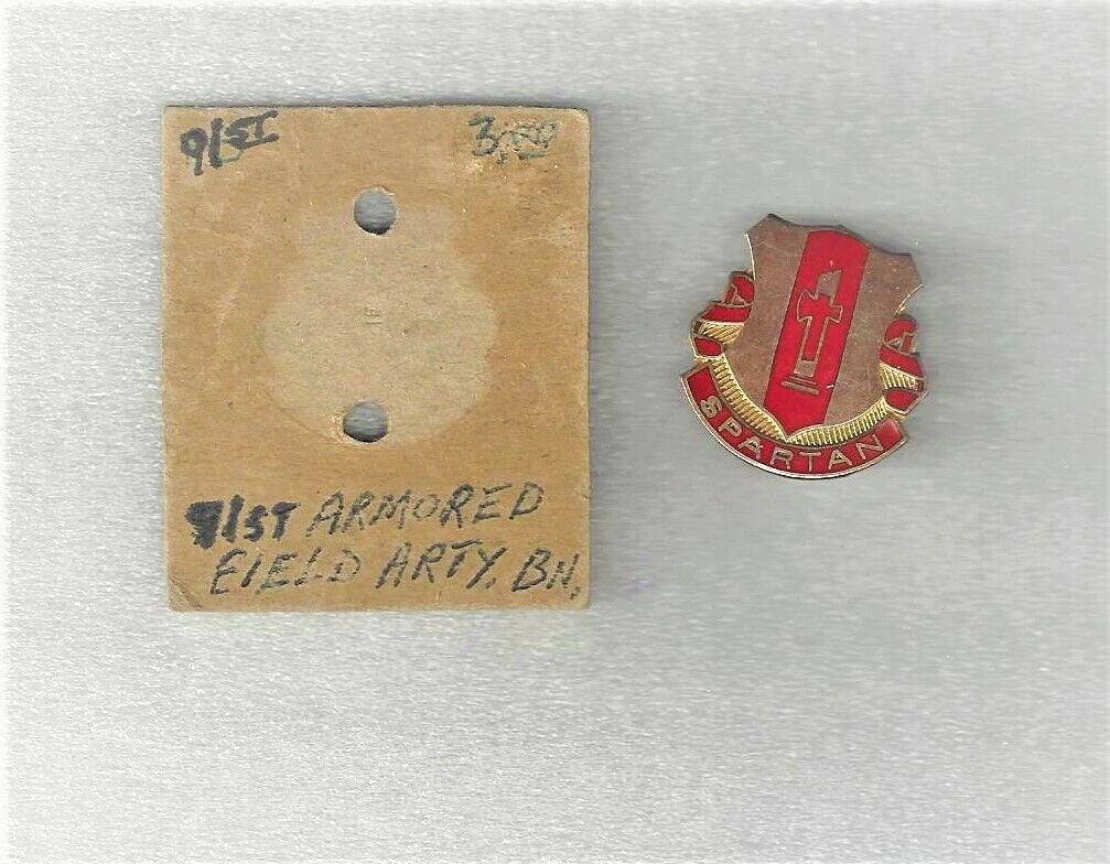 WW II Army 91st Armored Field Artillery Battalion Distinctive Unit ...