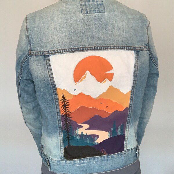 Painted Denim Jacket - Etsy