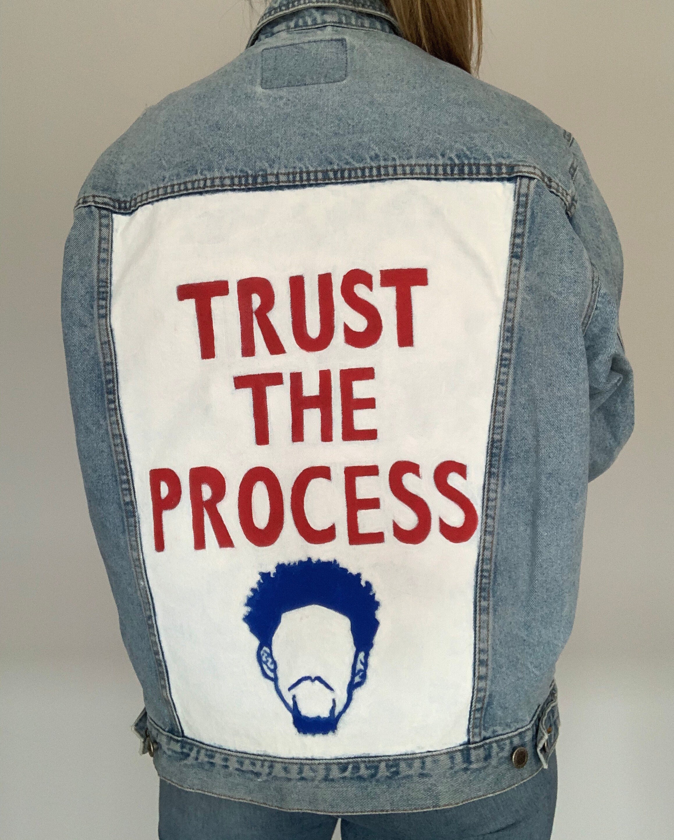 Philadelphia 76ers Trust the Process denim jacket | Etsy
