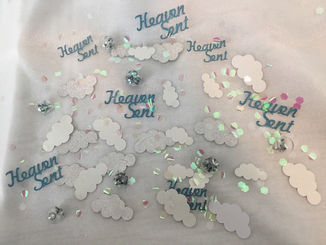 Heaven Sent Confetti, Baptism Decoration, Baby Shower, Photo Prop - Etsy