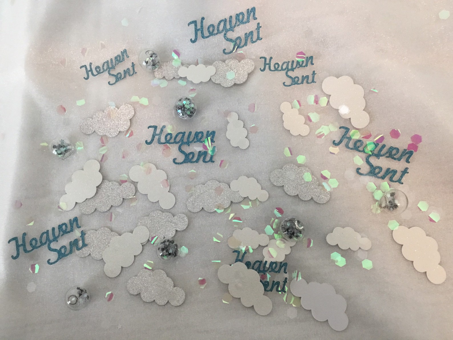 Heaven Sent Confetti, Baptism Decoration, Baby Shower, Photo Prop - Etsy