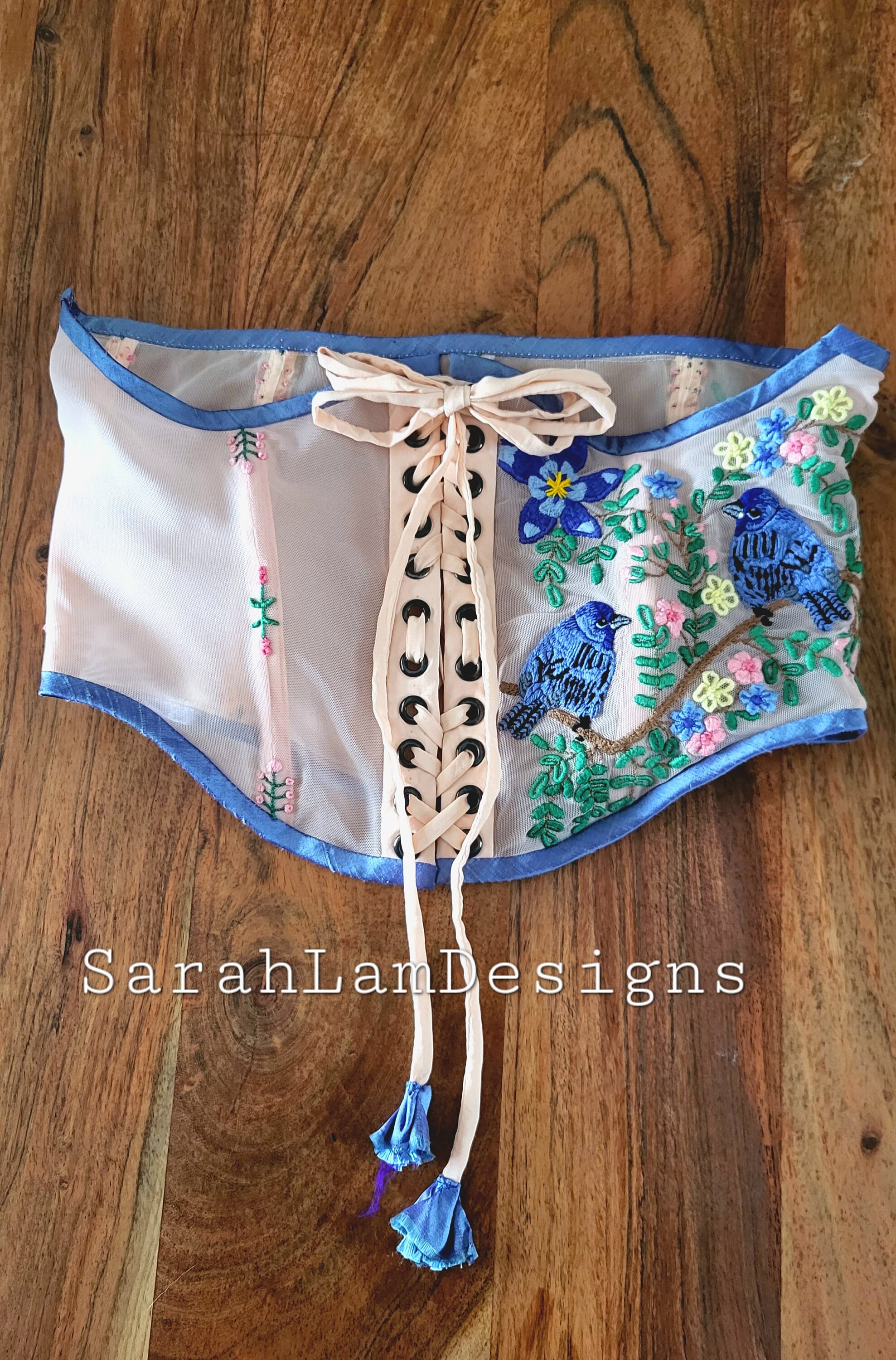 Corset Bustier Embroidered Corset Lace Bustier Floral Bird Romantic ...