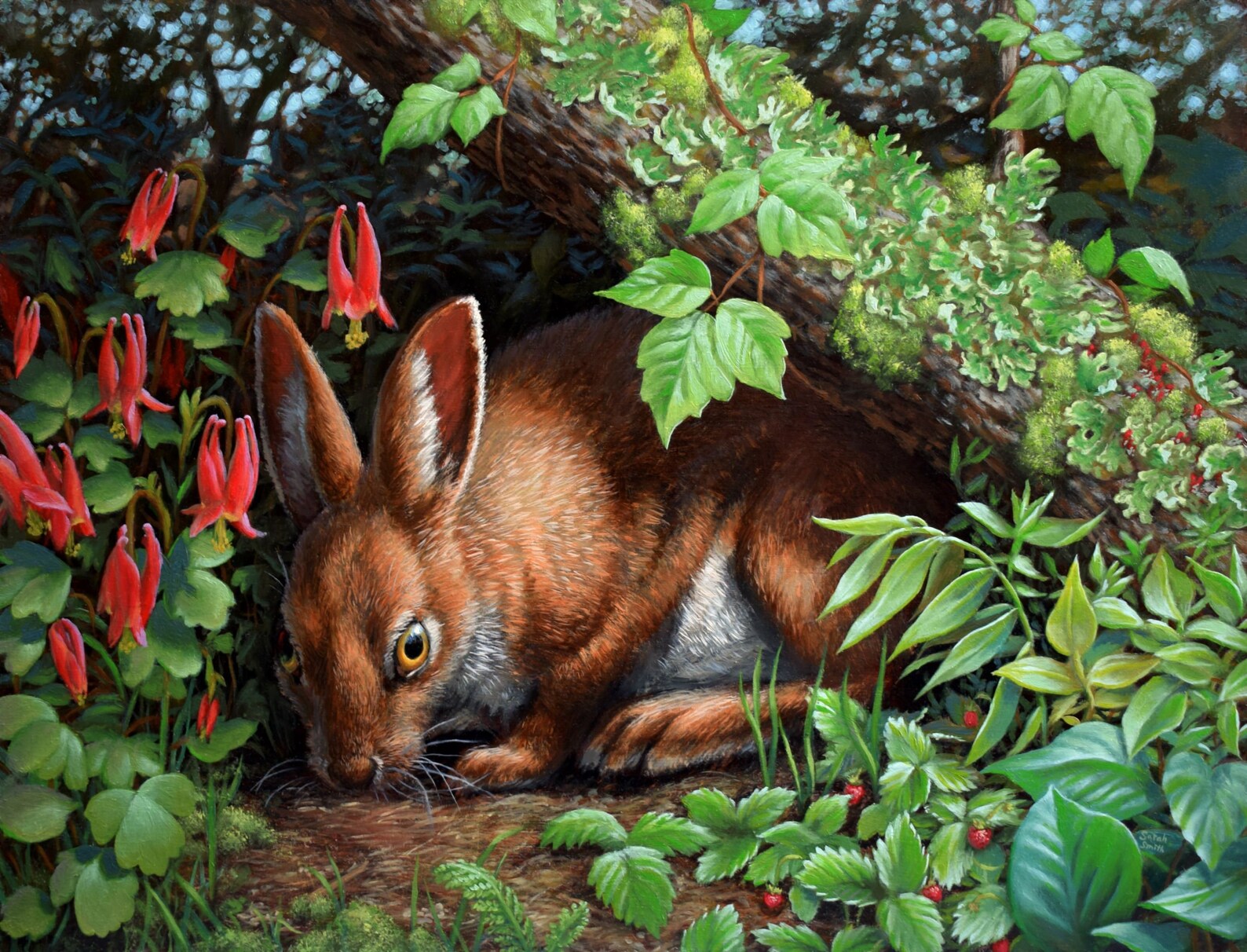 Original Prey, Hare Hiding Within Wildflowers, Oil Painting - Etsy