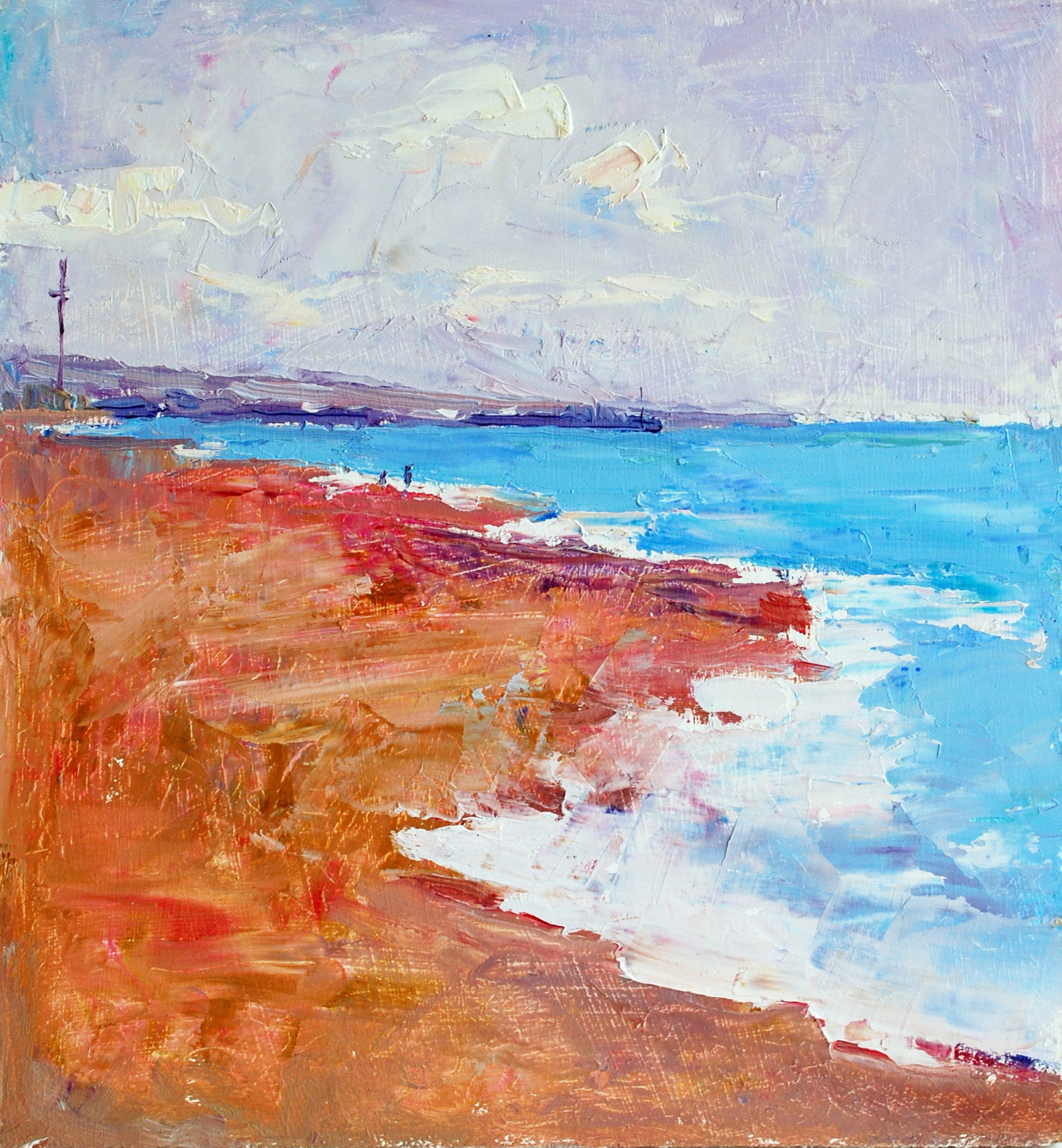 Seashore. Small Original Oil Painting on Board, 8" X 7" Unframed ...