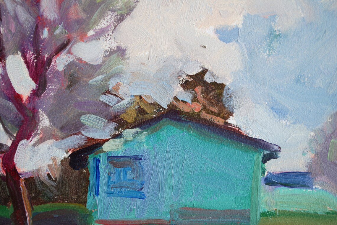 Windy Spring Small Original Colorist Oil Painting Plein Air - Etsy