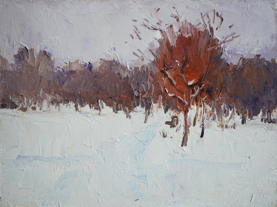 Small Winter Landscape Oil Painting: Impressionist Snow Scene, 6x8 ...