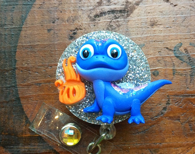 Disney Bruni Frozen Fire Sprite Lizard Badge Reel - Etsy