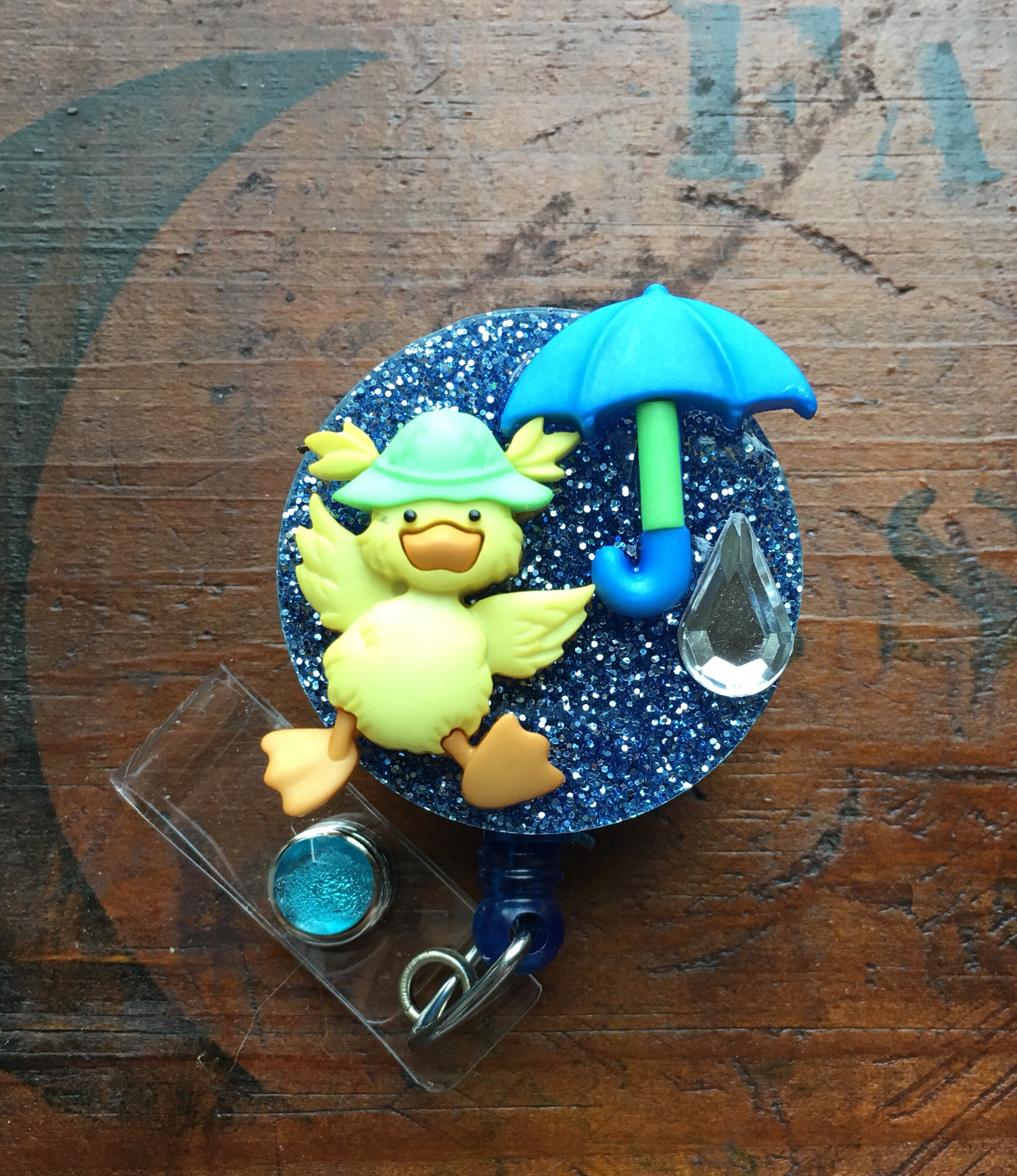 Baby Duck in the Rain ID Badge Reel | Etsy