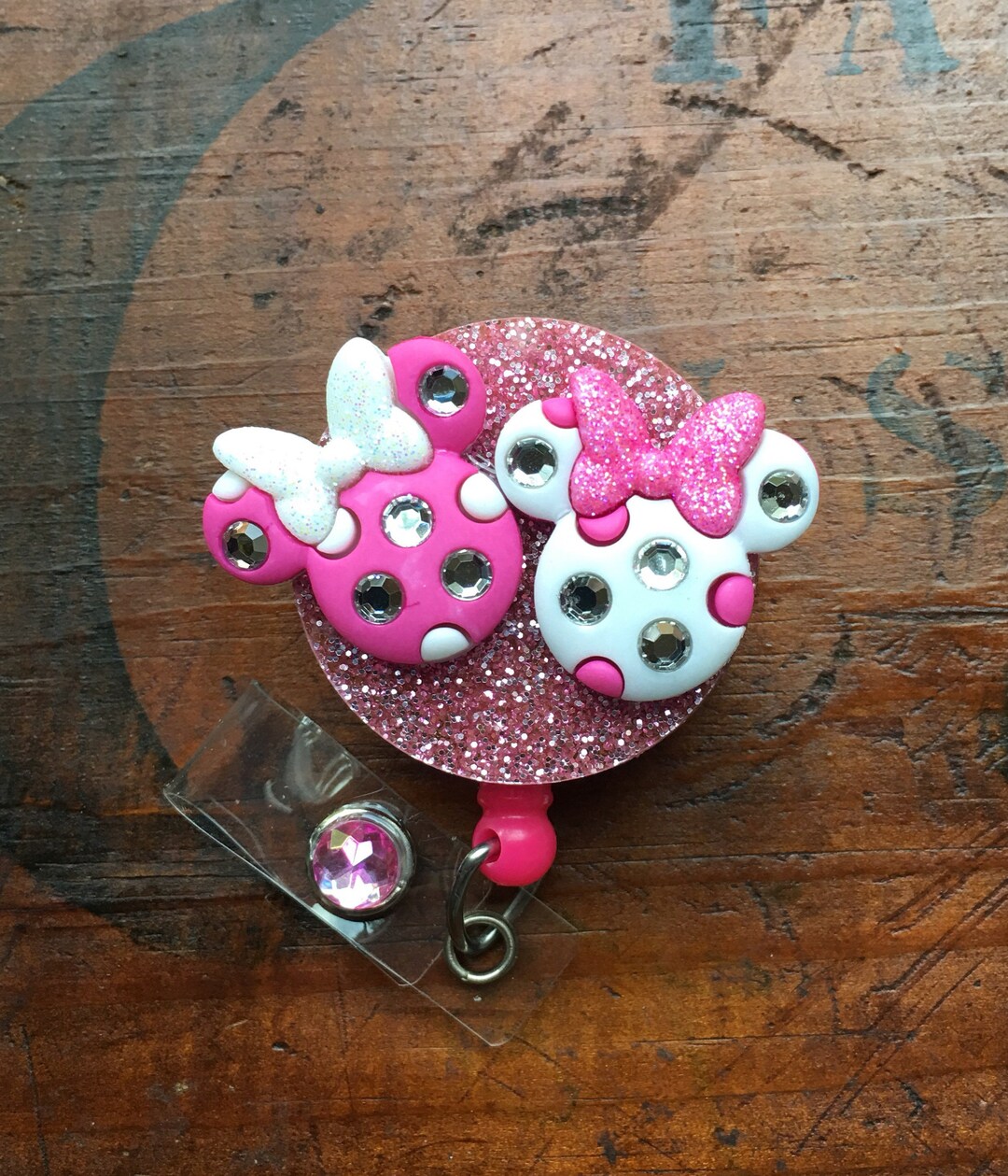Pink Rhinestone Minnie Mouse* ID Badge, Weighs Less Than 1 Oz - Etsy