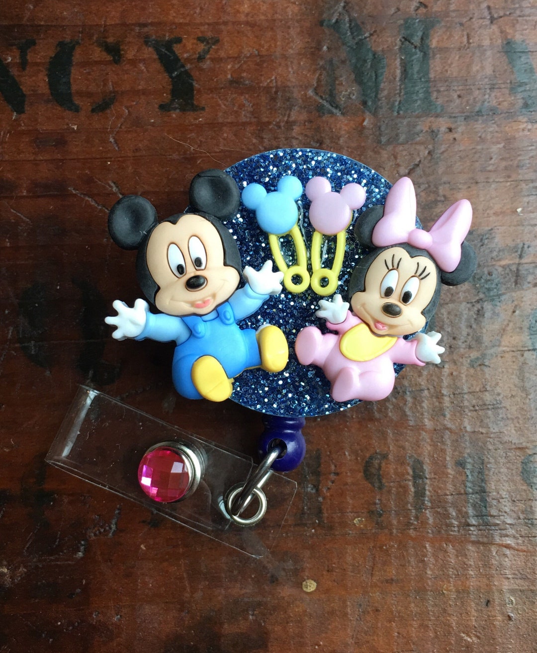 Baby Minnie Mouse* & Baby Mickey Mouse* ID Badge Reel - Etsy