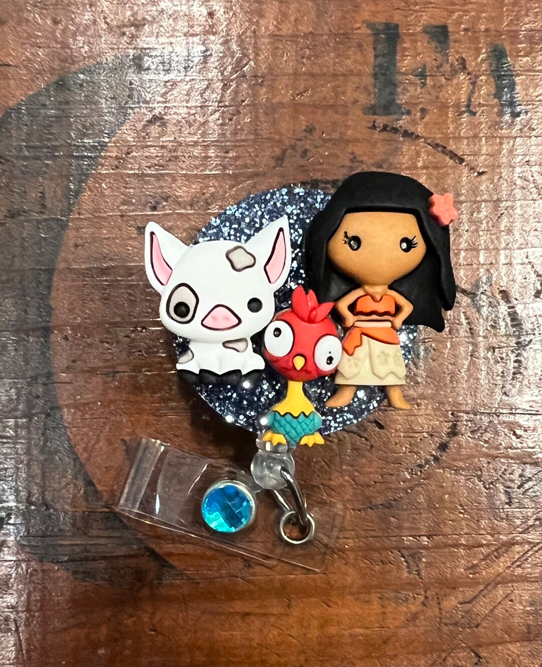 Moana Pia & Heihei ID Badge Reel Badge Holder - Etsy
