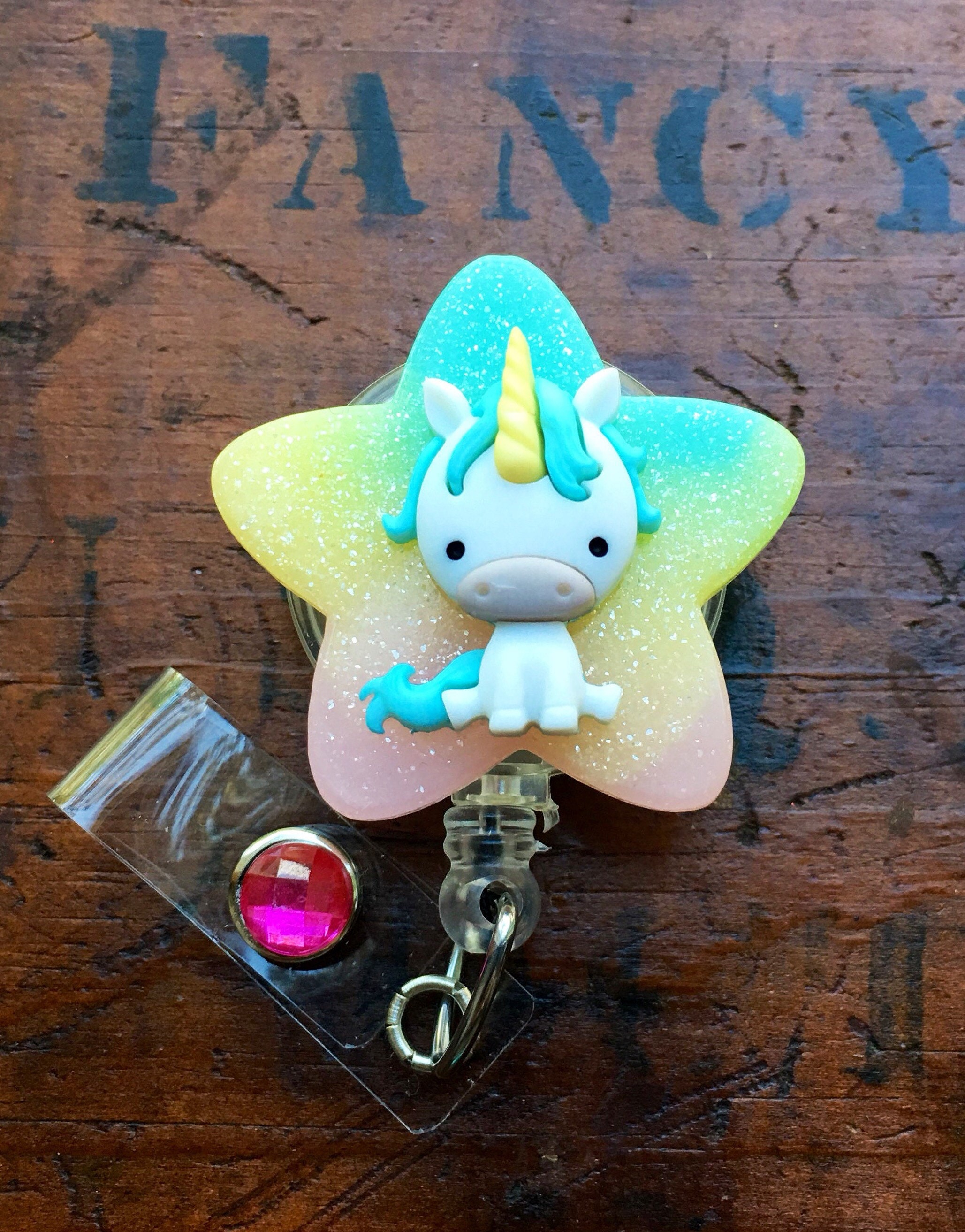 Baby Unicorn and Rainbow ID Badge Reel - Etsy