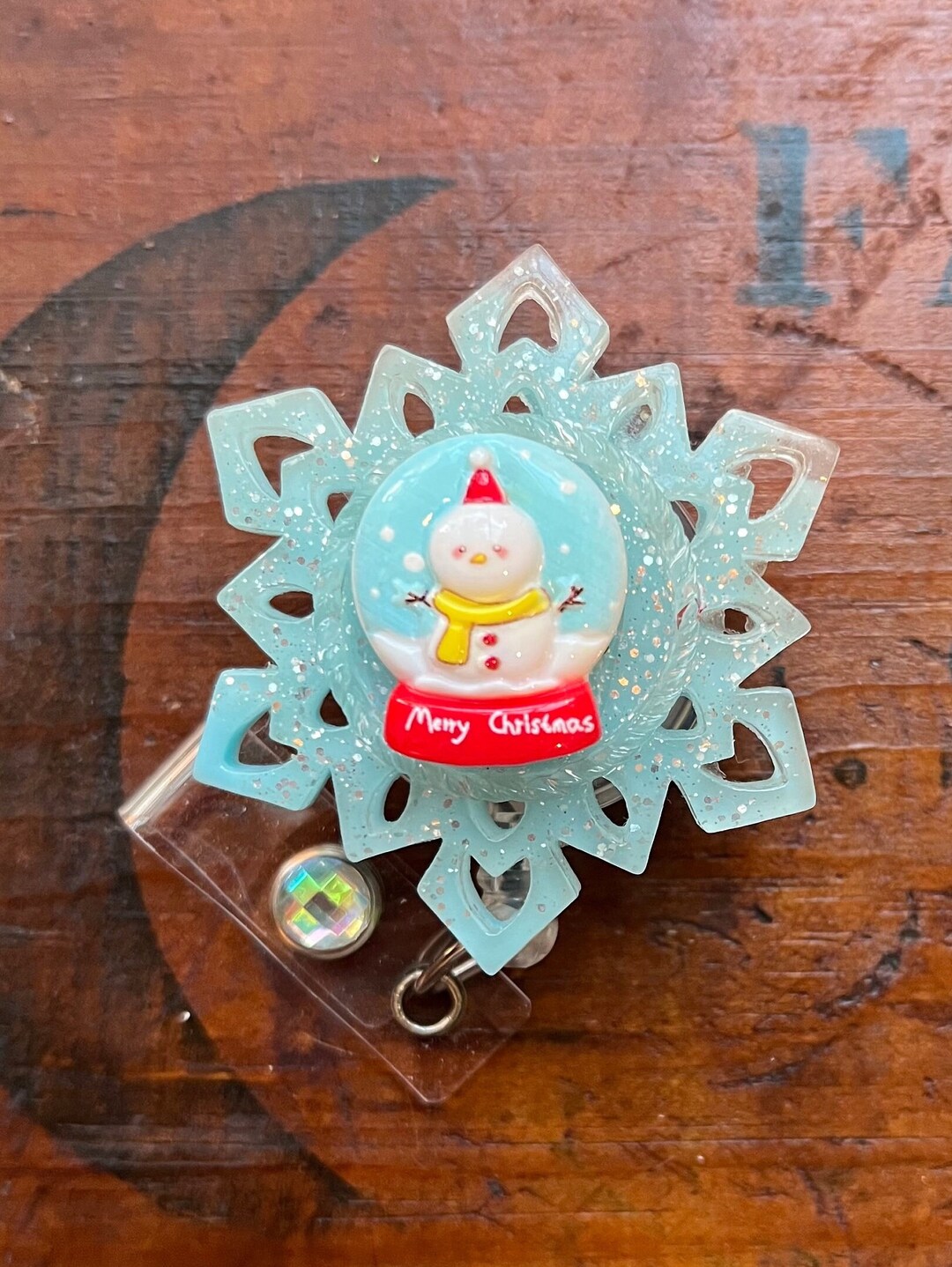 Christmas Snowglobe, Snowflake ID Badge Reel, Badge Holder, Nurse ...