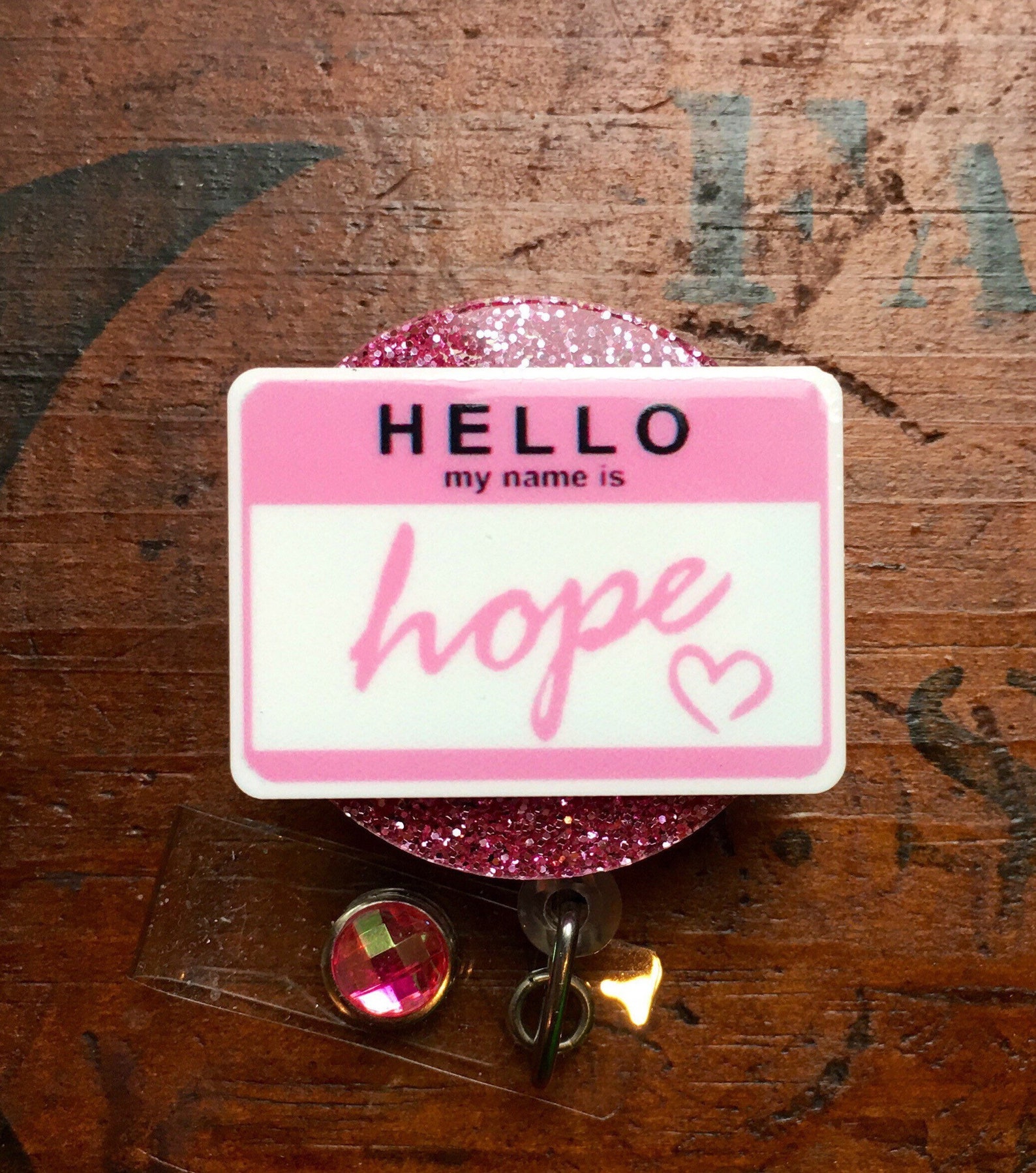 Breast Cancer Hope Name Tag Support Ribbon Badge Reel - Etsy