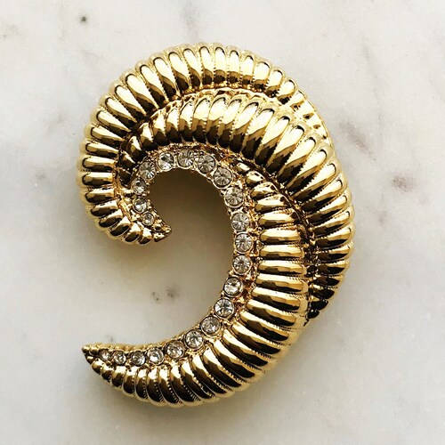 Vintage Floral Brooch With Crystals - Etsy