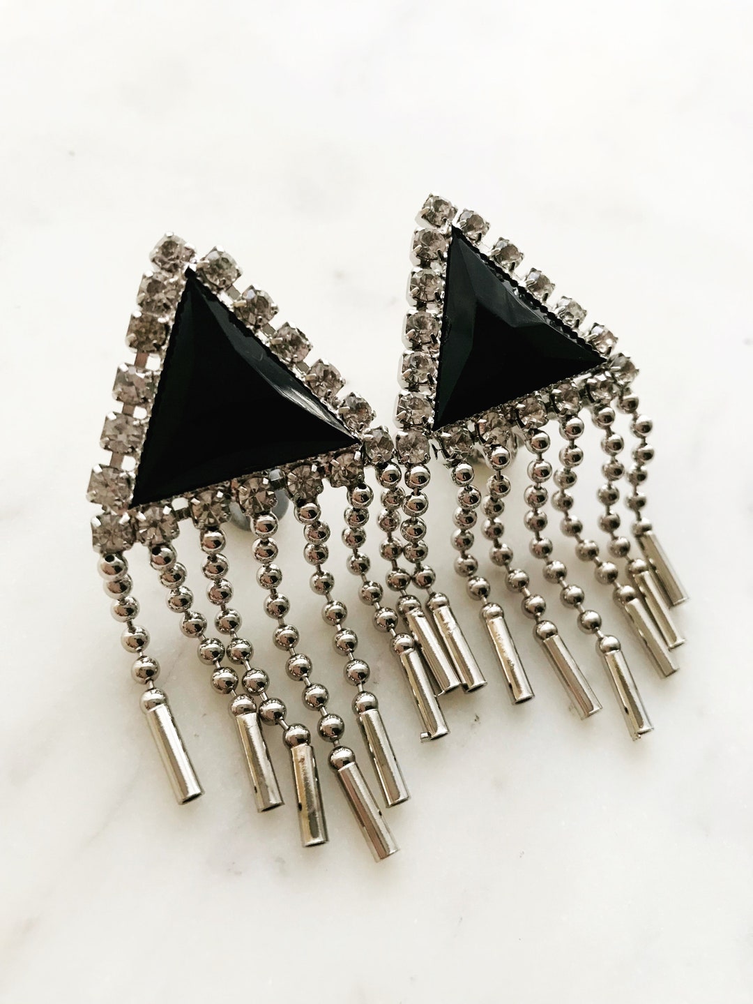 Vintage Retro Betty Silver Crystal Clip on Earrings - Etsy