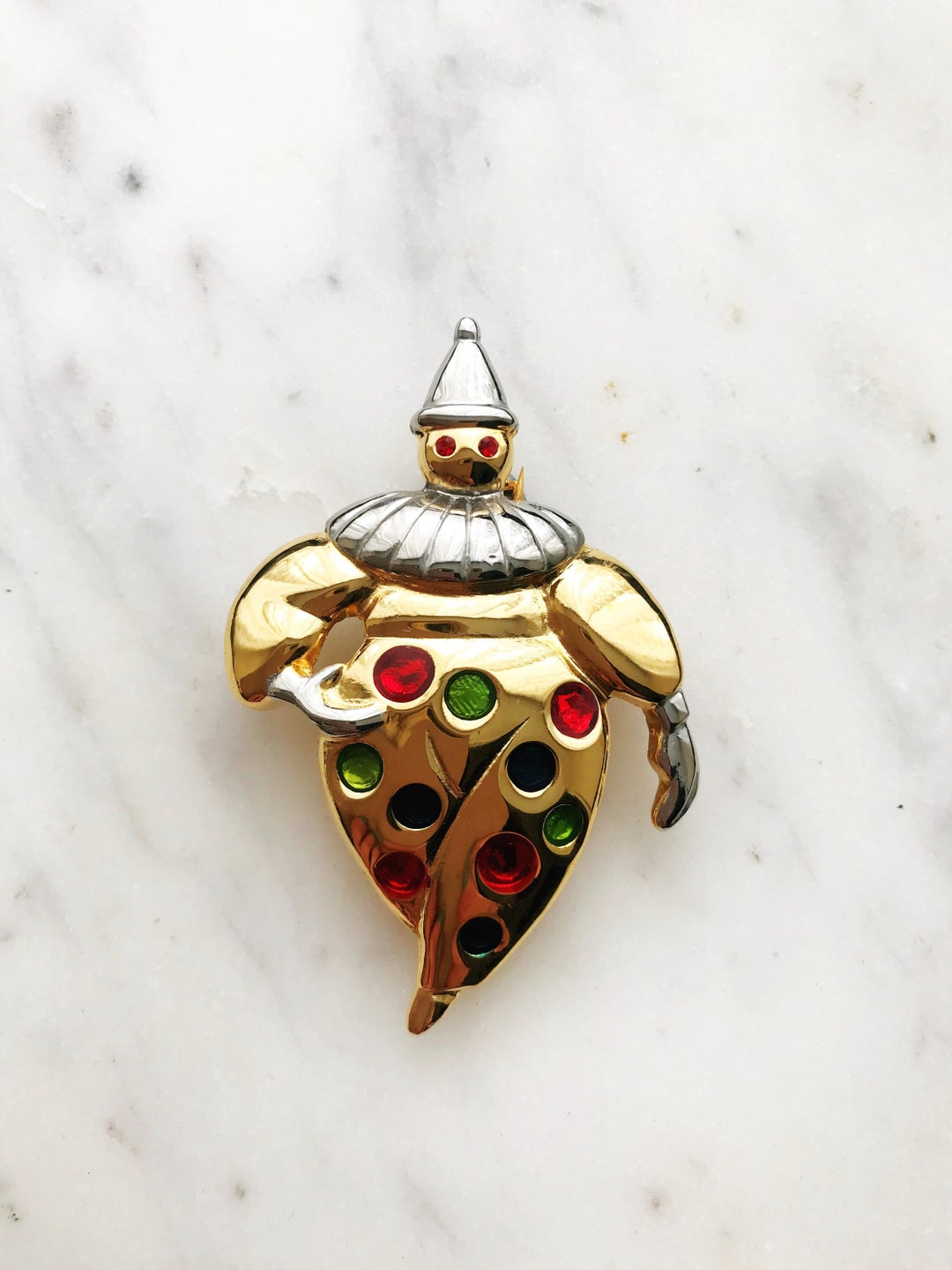 Vintage Enamel Clown Brooch - Etsy