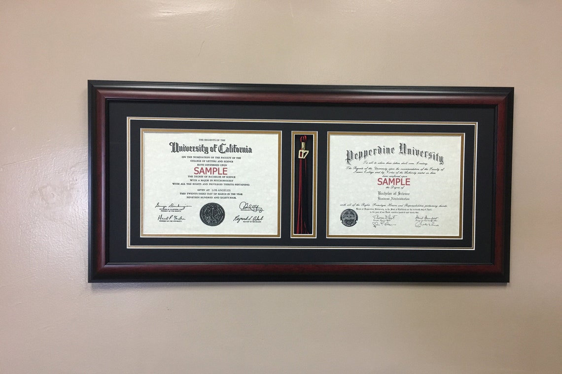 University Double Diploma Frame With Tassel Box & Prestige Satin ...