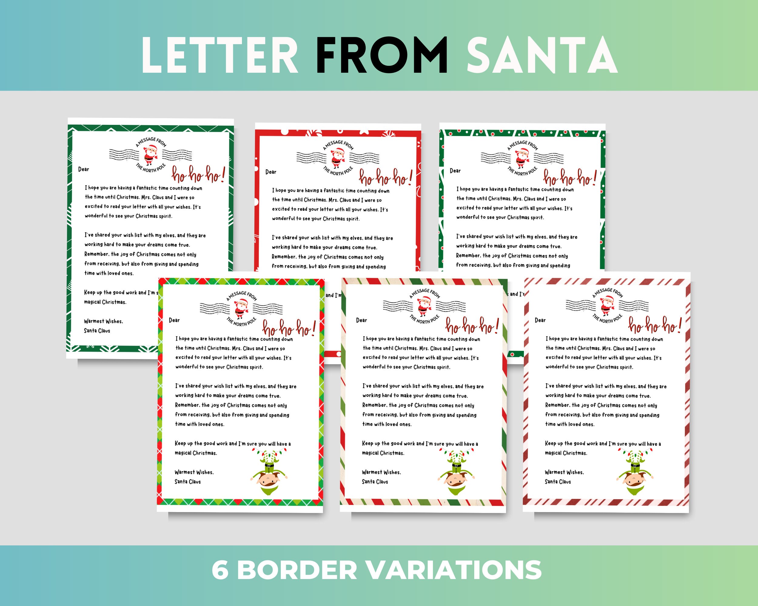 Letter to Santa Printable for Children, Download Letter From Santa - Etsy