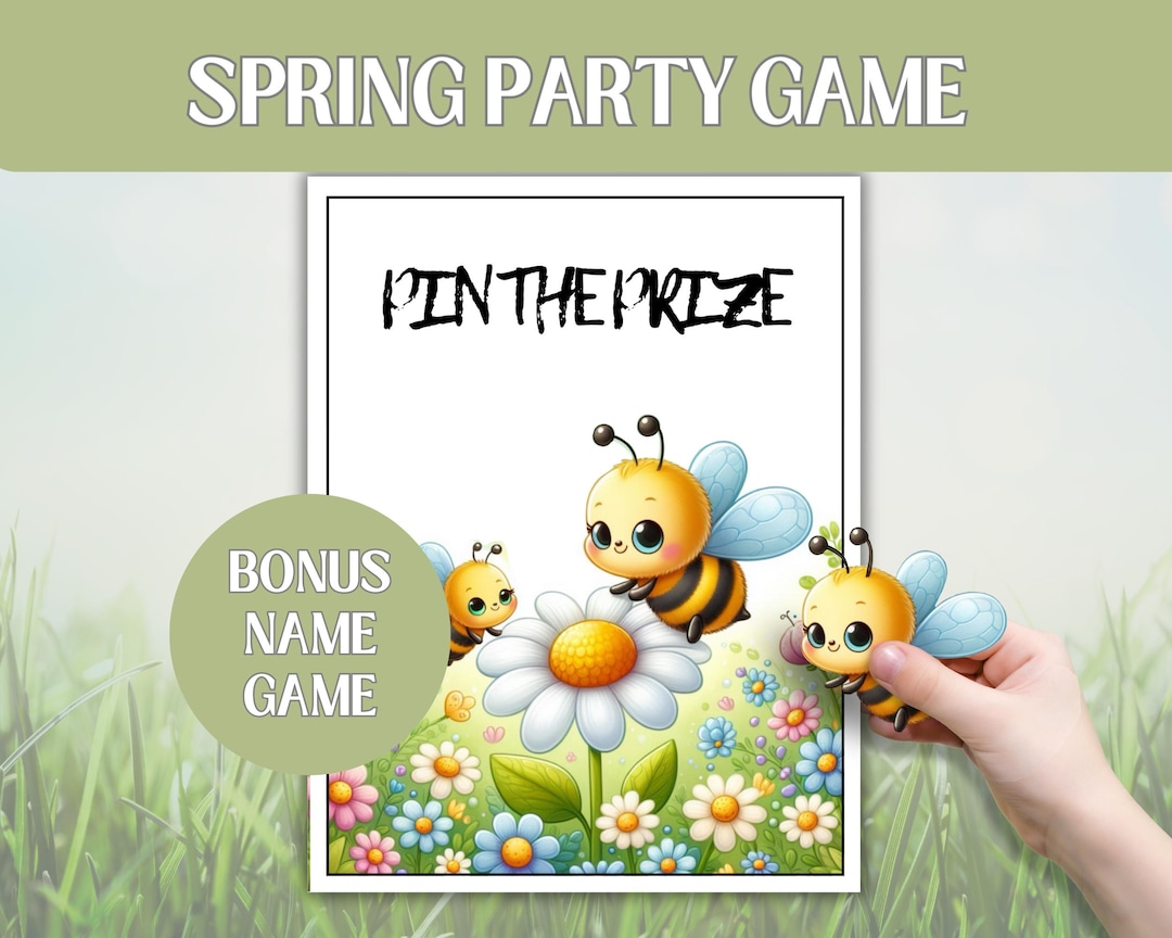 Pin the Flower on the Bee Party Game: Spring Kids Activity (bonus Name ...