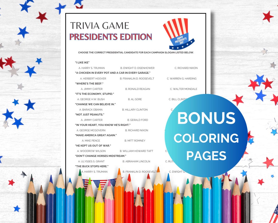 Presidents Day Trivia Game | Classroom and Preschool Activity | Elder ...