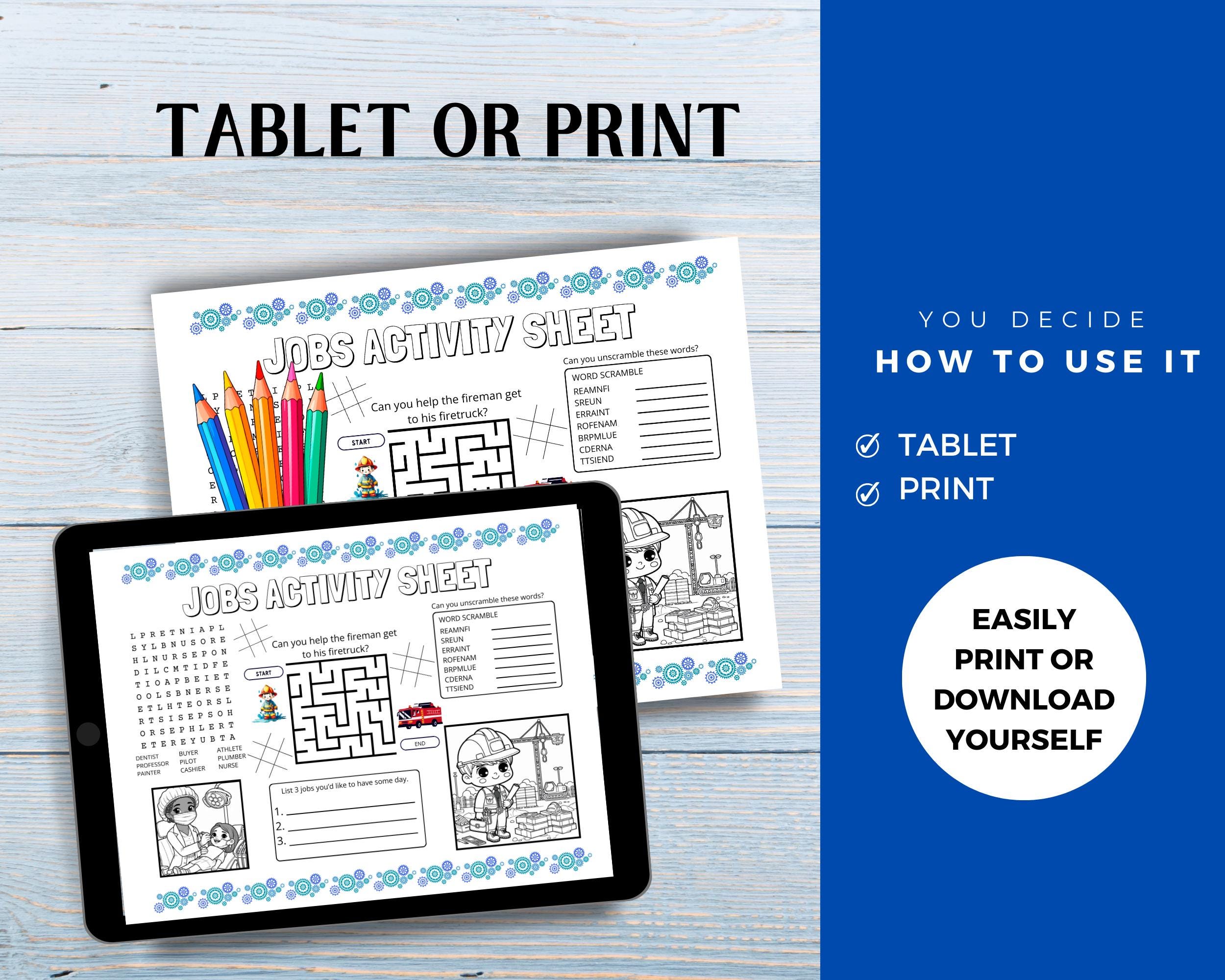 Printable Jobs Activity Page: Word Search, Maze, Jokes (PDF) - Etsy