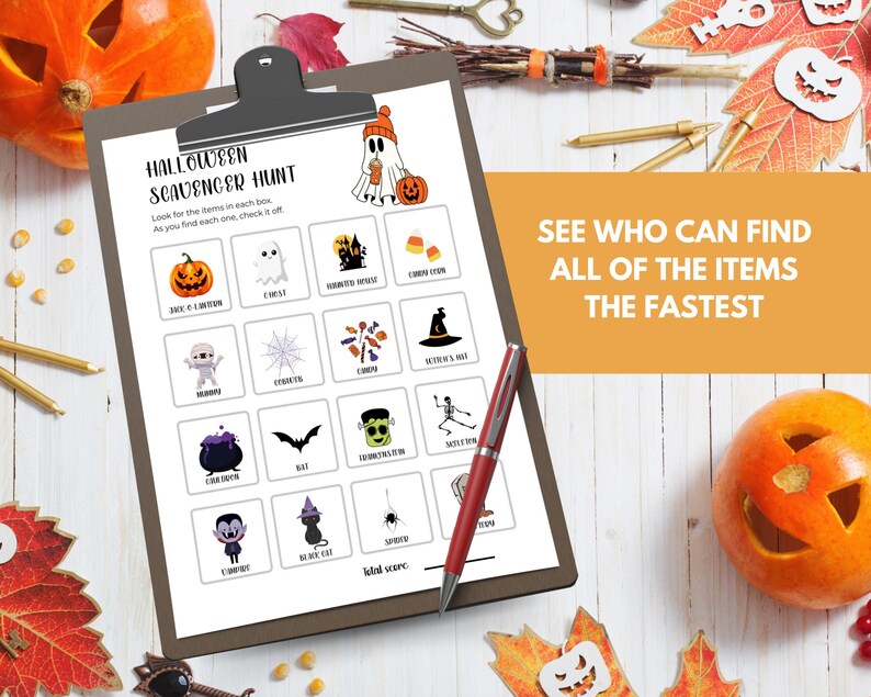 Halloween Scavenger Hunt for Kids, Halloween Activity, Family Game ...