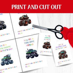 Printable Monster Truck Valentines: Classroom Exchange Cards (PDF) - Etsy