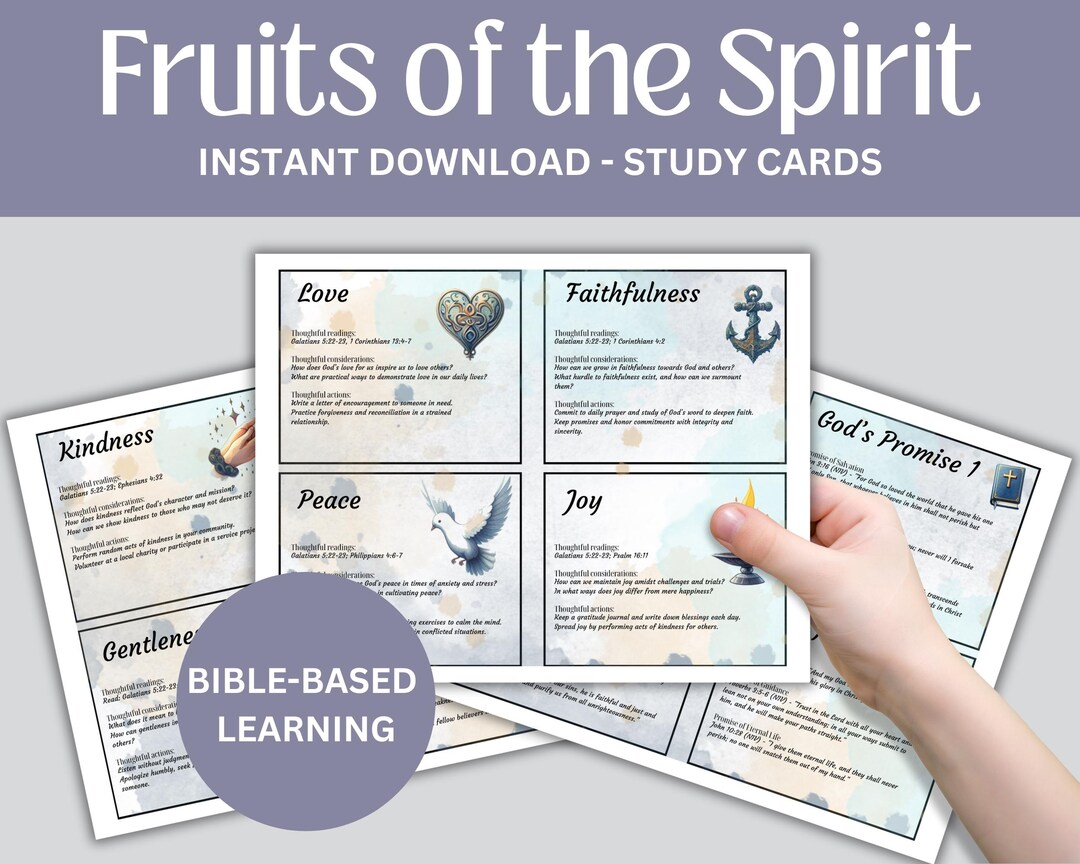 Fruits of the Spirit Study Cards, Bible Study, Sunday School Activity ...