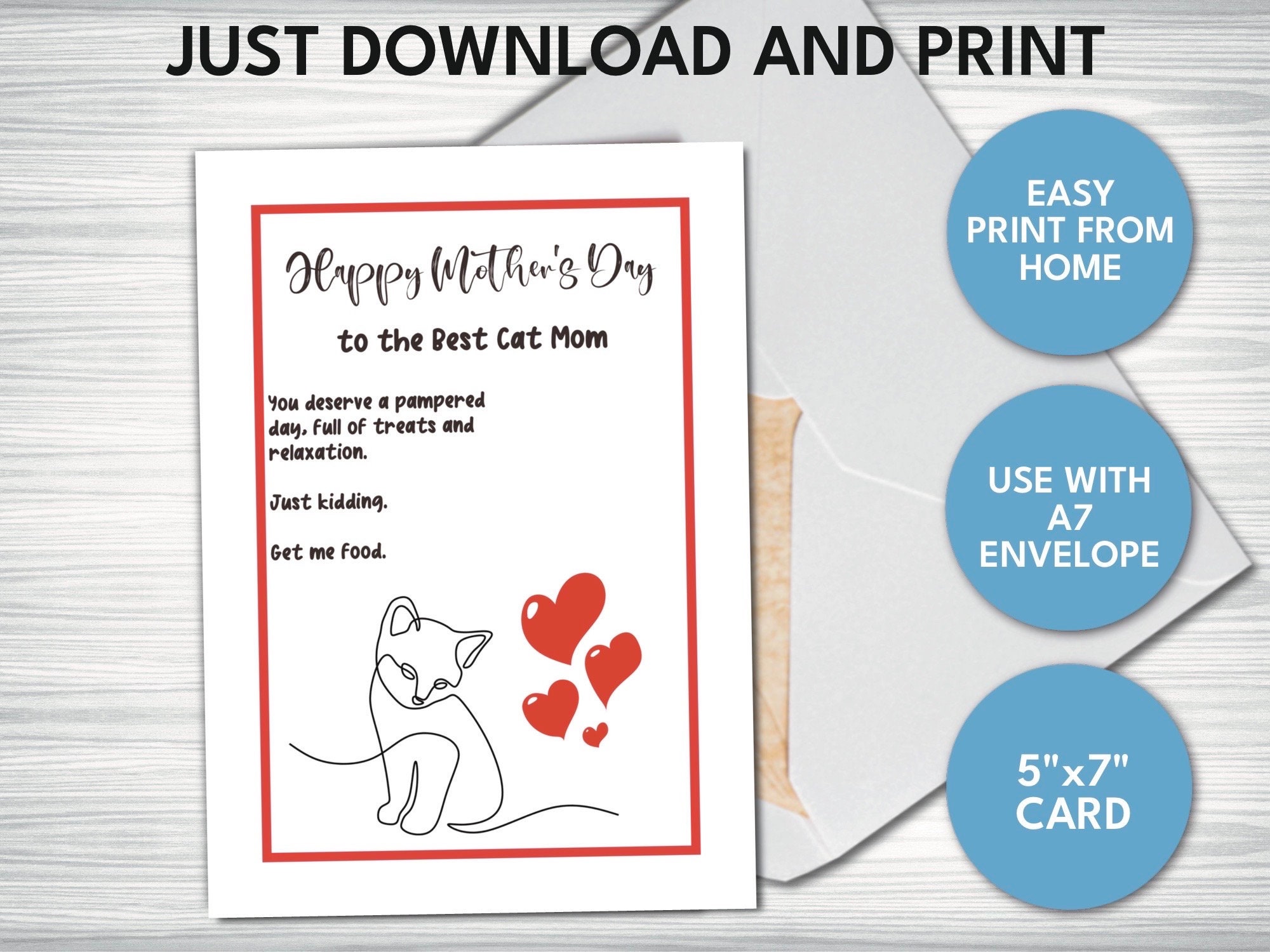 From the Cat Mother's Day Card, Printable Kitty Template for Cat Lover ...