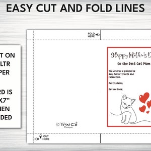 From the Cat Mother's Day Card, Printable Kitty Template for Cat Lover ...