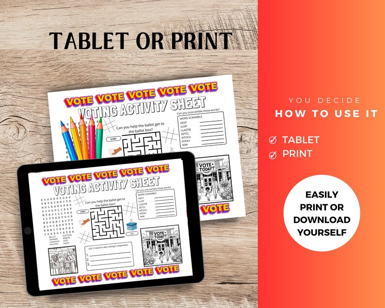 Election Day Coloring Page and Activity, Voting Activity Sheet, US ...