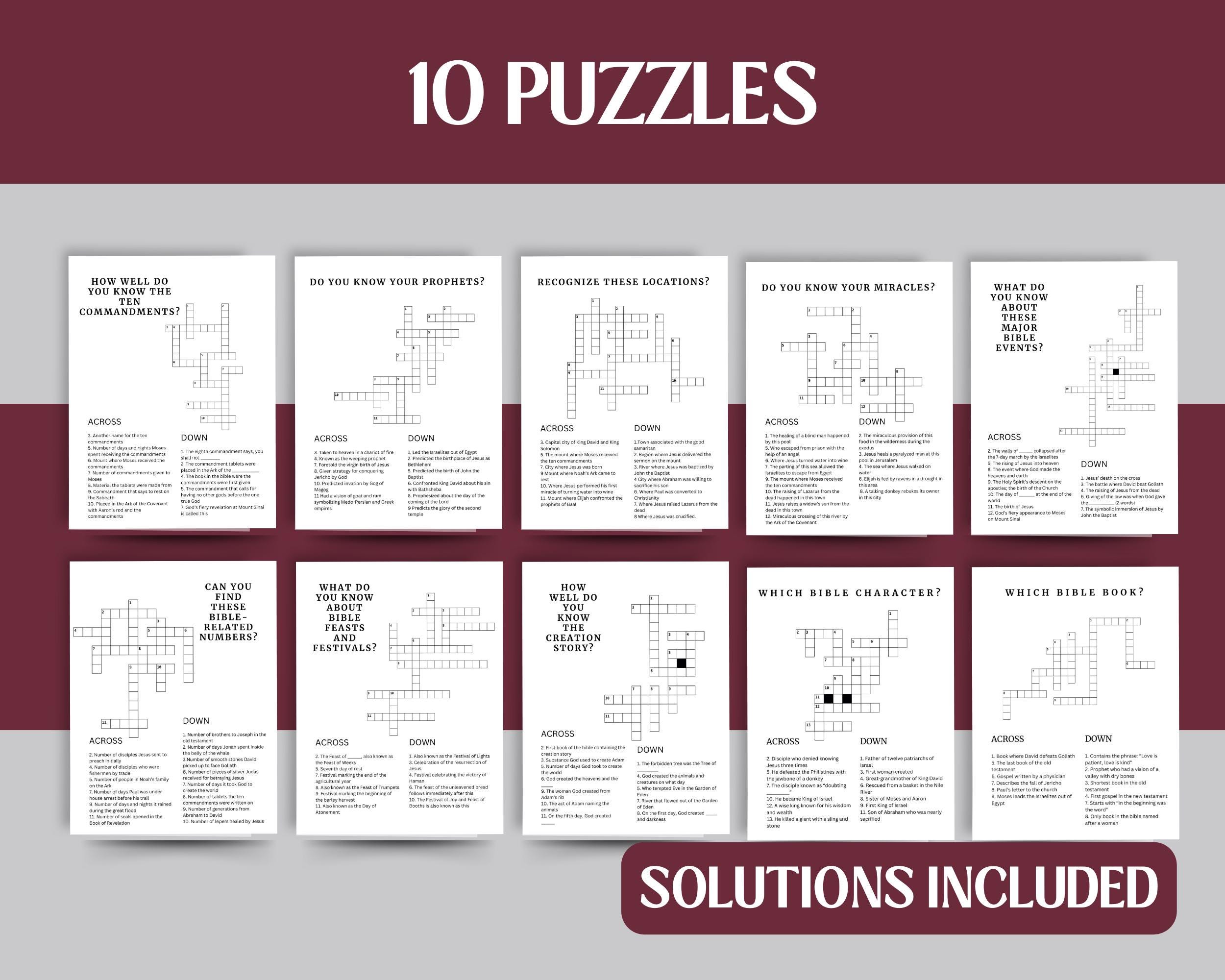 Christian Crossword Puzzles for Kids and Adults | Sunday School ...