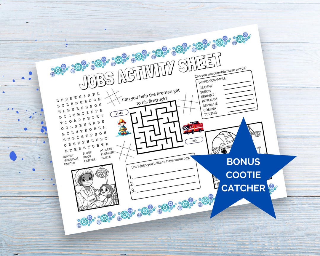 Printable Jobs Activity Coloring Page, Back to School Activities, Labor ...