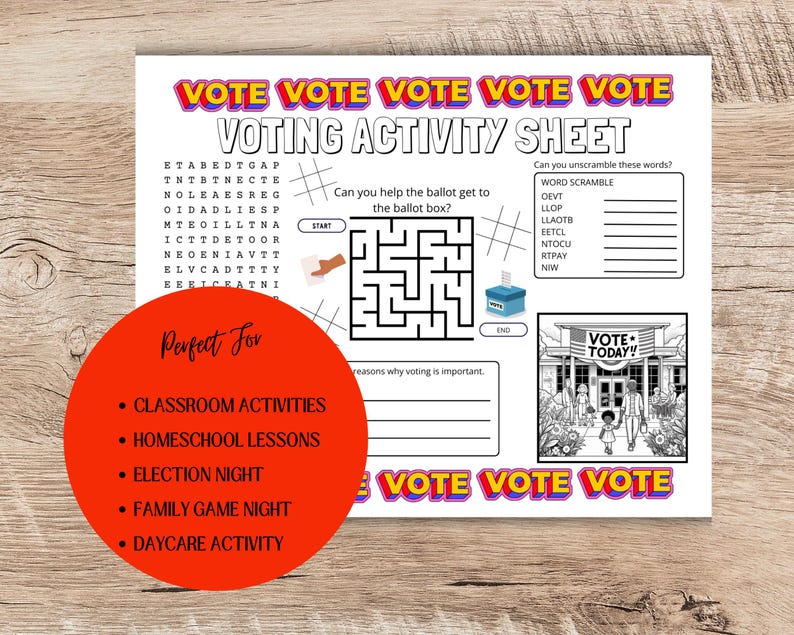 Election Day Coloring Page and Activity, Voting Activity Sheet, US ...