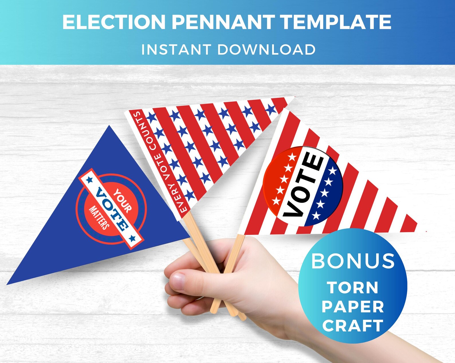 Election Day 2024 Pennant Template, USA Election Flag Paper Craft ...